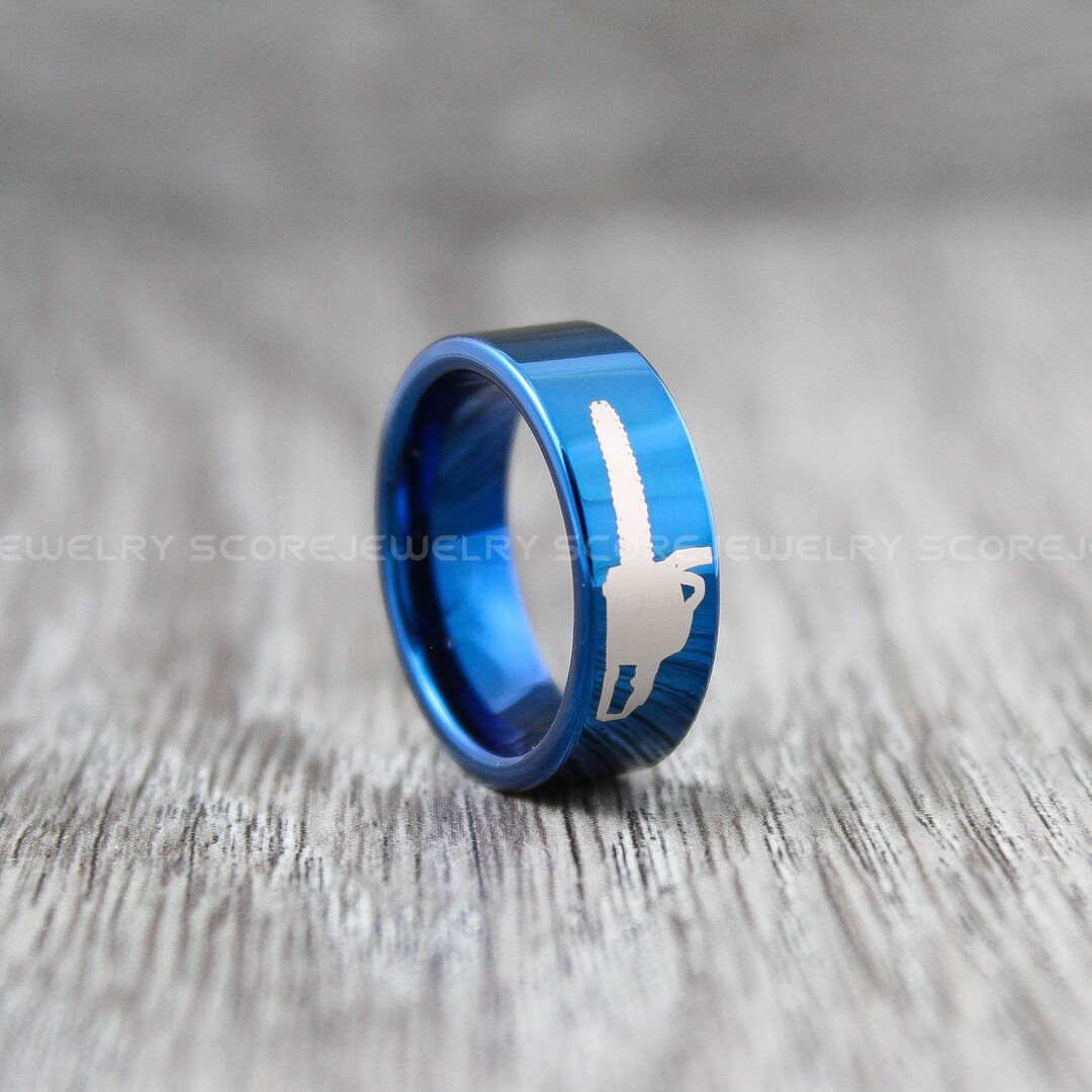 Chainsaw Ring, Saw Ring, Power Tools Ring, Construction Ring, 8mm Blue ...