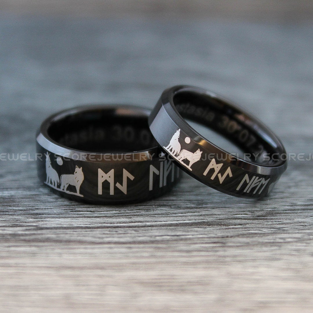 Viking Rings, Couple Set Nordic Rings, Norsemen Rings, Nordic Runes ...
