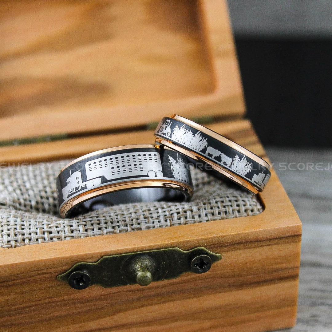 Tractor Rings, Farmer Ring, Rancher Rings, 2 Piece Couple Rings ...