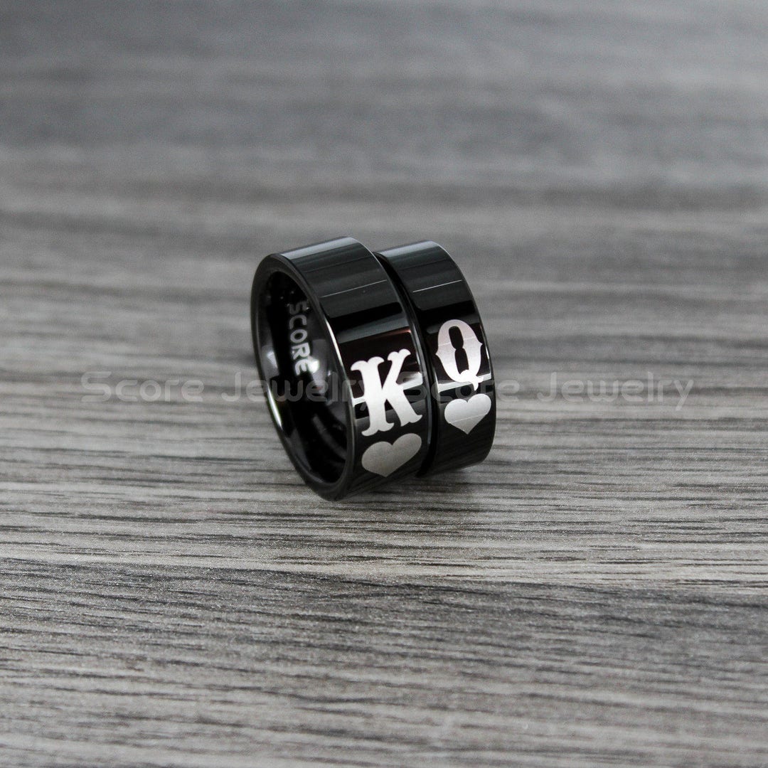 King and Queen Rings, King and Queen of Hearts Rings, 2 Piece Couple ...