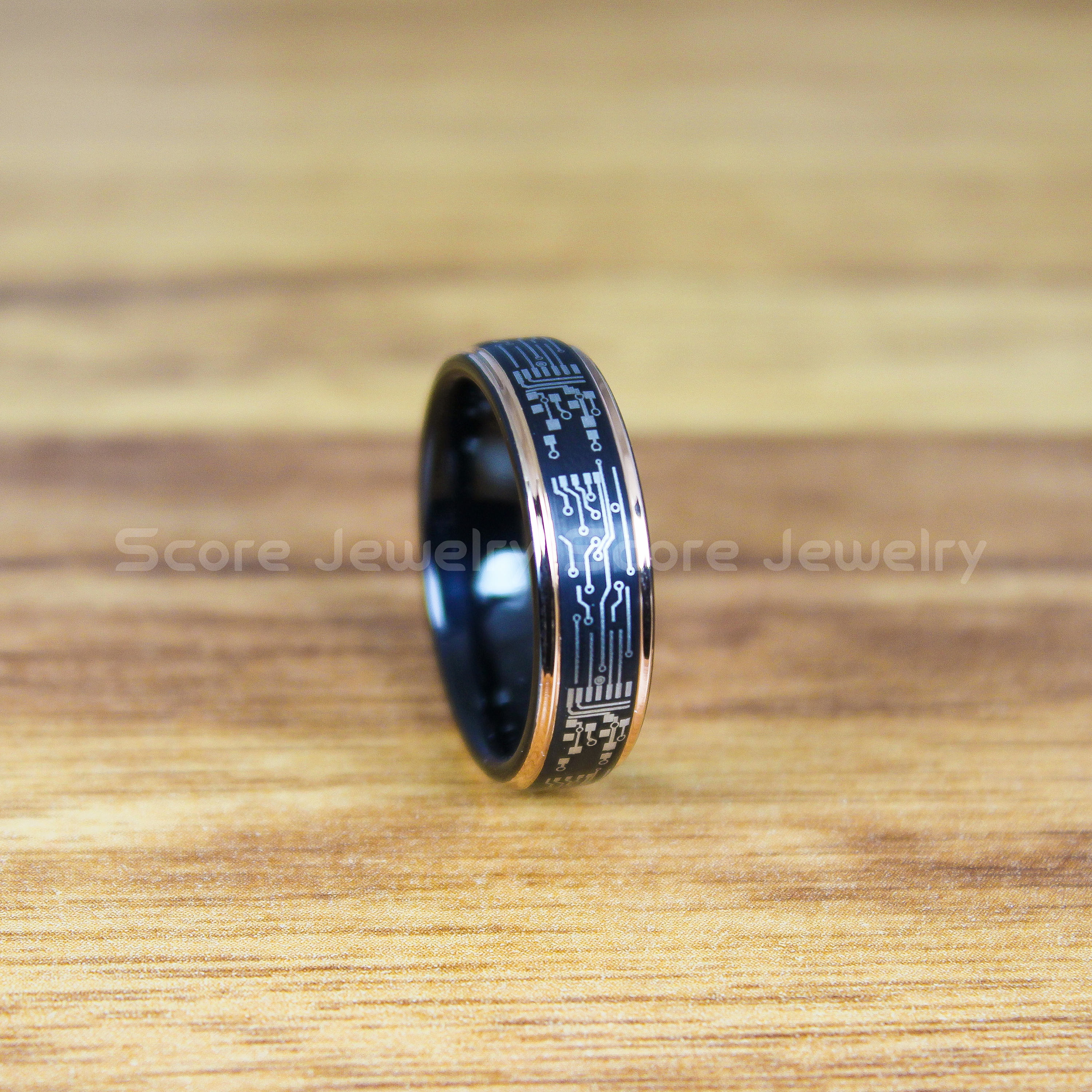 Circuit Board Ring Gamer Ring 6mm Black Tungsten Band With - Etsy Canada