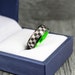 Racing Flag Ring, Checkered Flag Ring, Black Tungsten Band With Domed ...