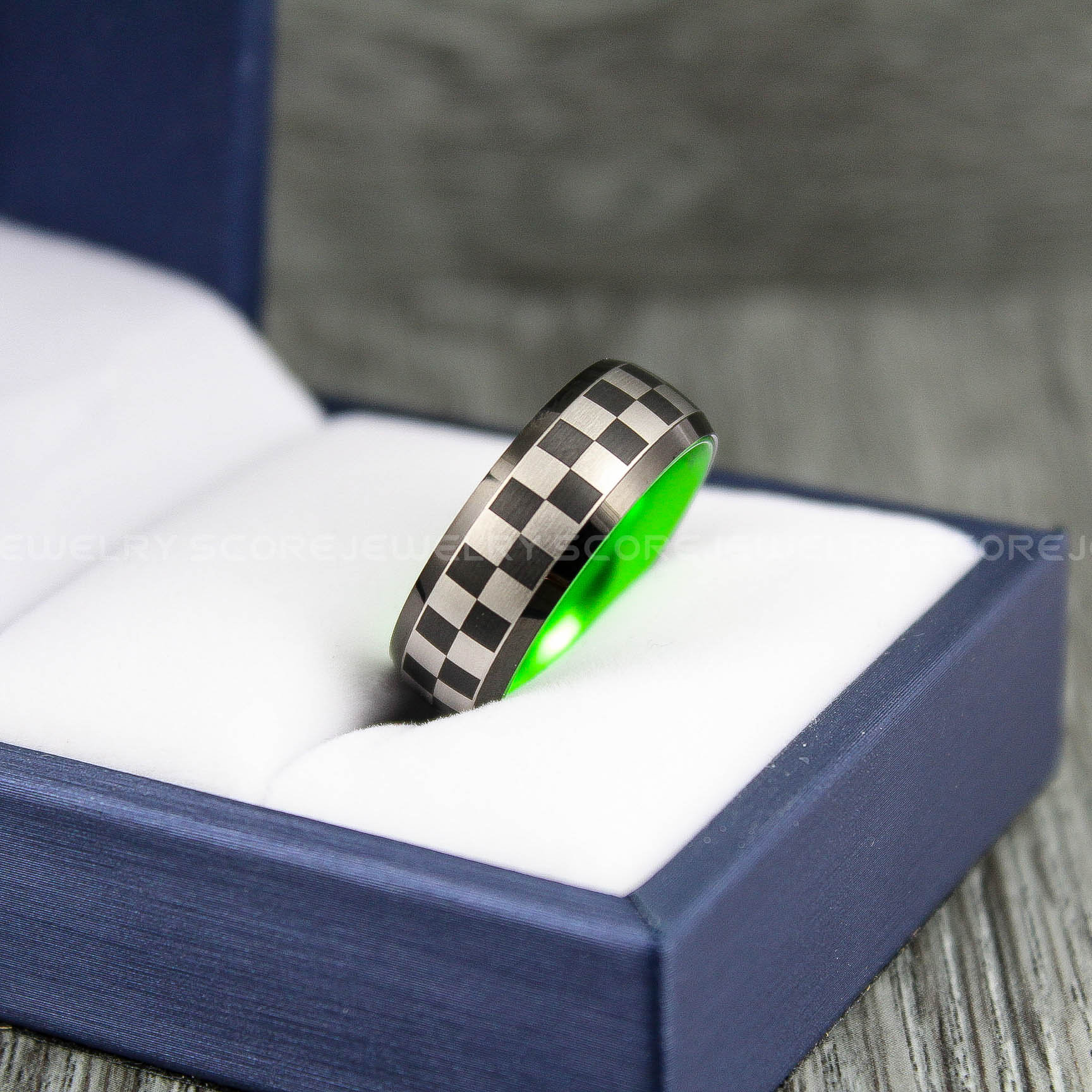 Racing Flag Ring Checkered Flag Ring Black Tungsten Band - Etsy