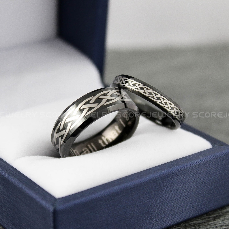 Celtic Knot Rings Couple Rings Set 3 Piece Couple Set 8mm & | Etsy