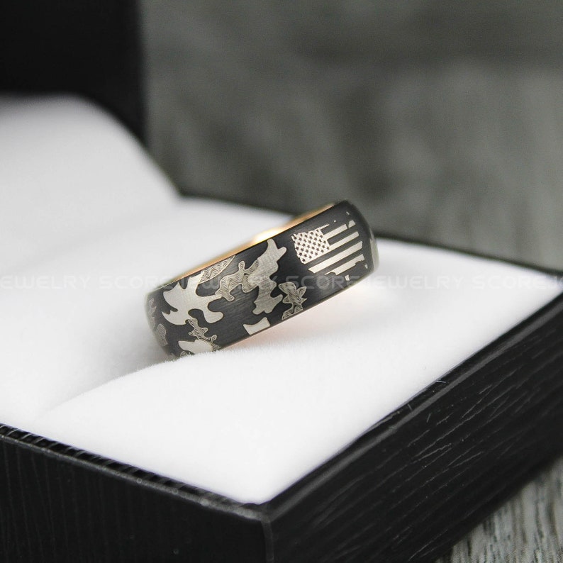 Camo Rings Camouflage Ring Army Rings Military Rings Black - Etsy