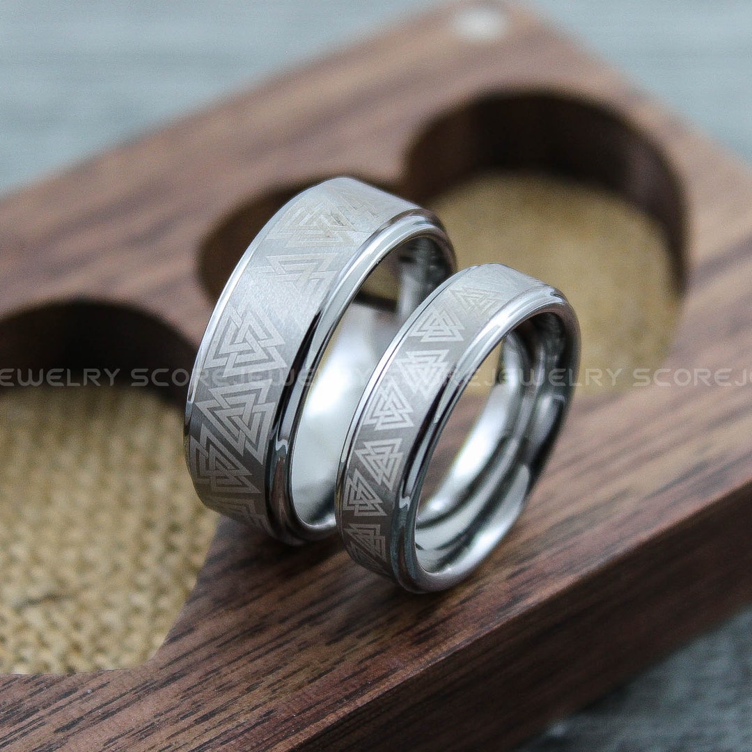 Viking Rings, Nordic Rings, Norsemen Rings, Nordic Runes Rings, 2 Piece ...