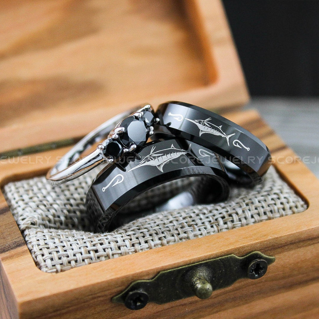 Marlin Rings, Marlin Fishing Rings, Fishing Rings, 3 Piece Couple Set ...