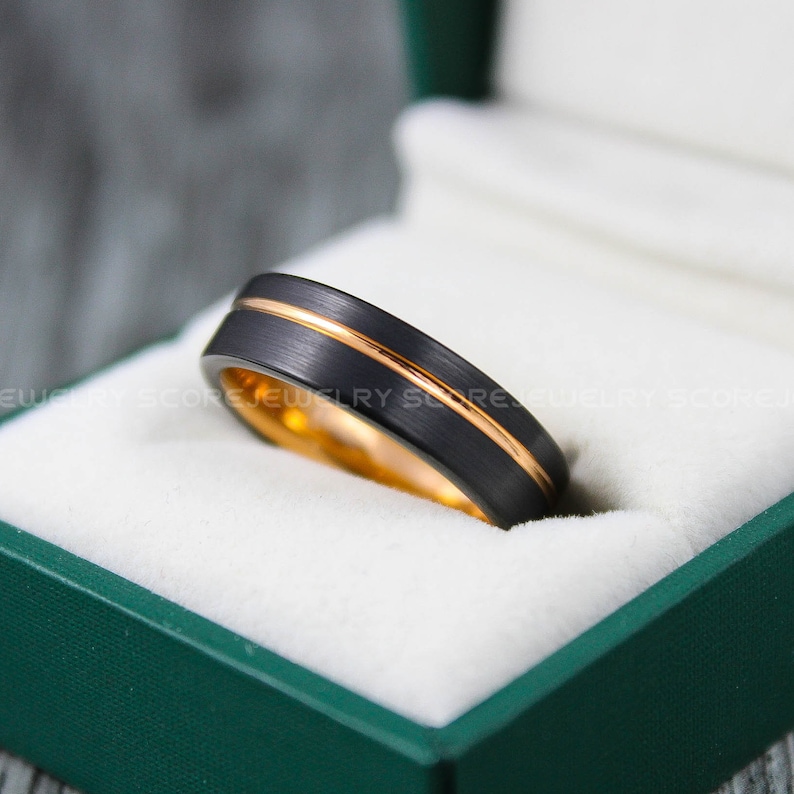 Black Wedding Ring Black Wedding Bands 2 Piece Couple Set - Etsy