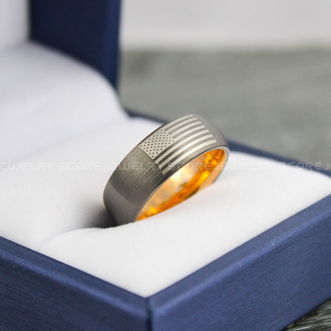 American Flag Ring, Military Ring, Army Ring, Military Wedding Band ...