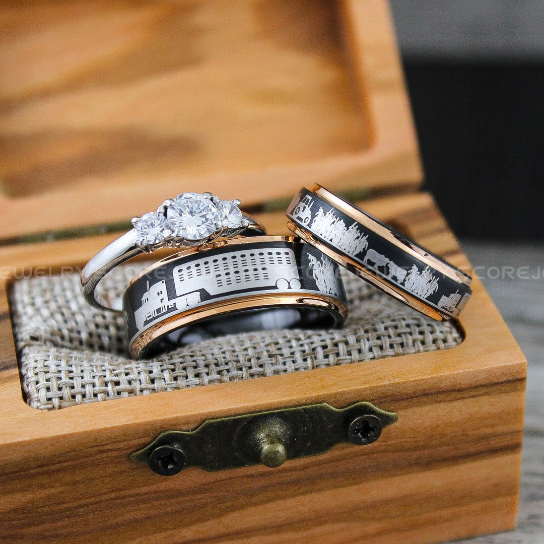 Tractor Rings, Farmer Ring, Rancher Rings, 3 Piece Couple Rings ...