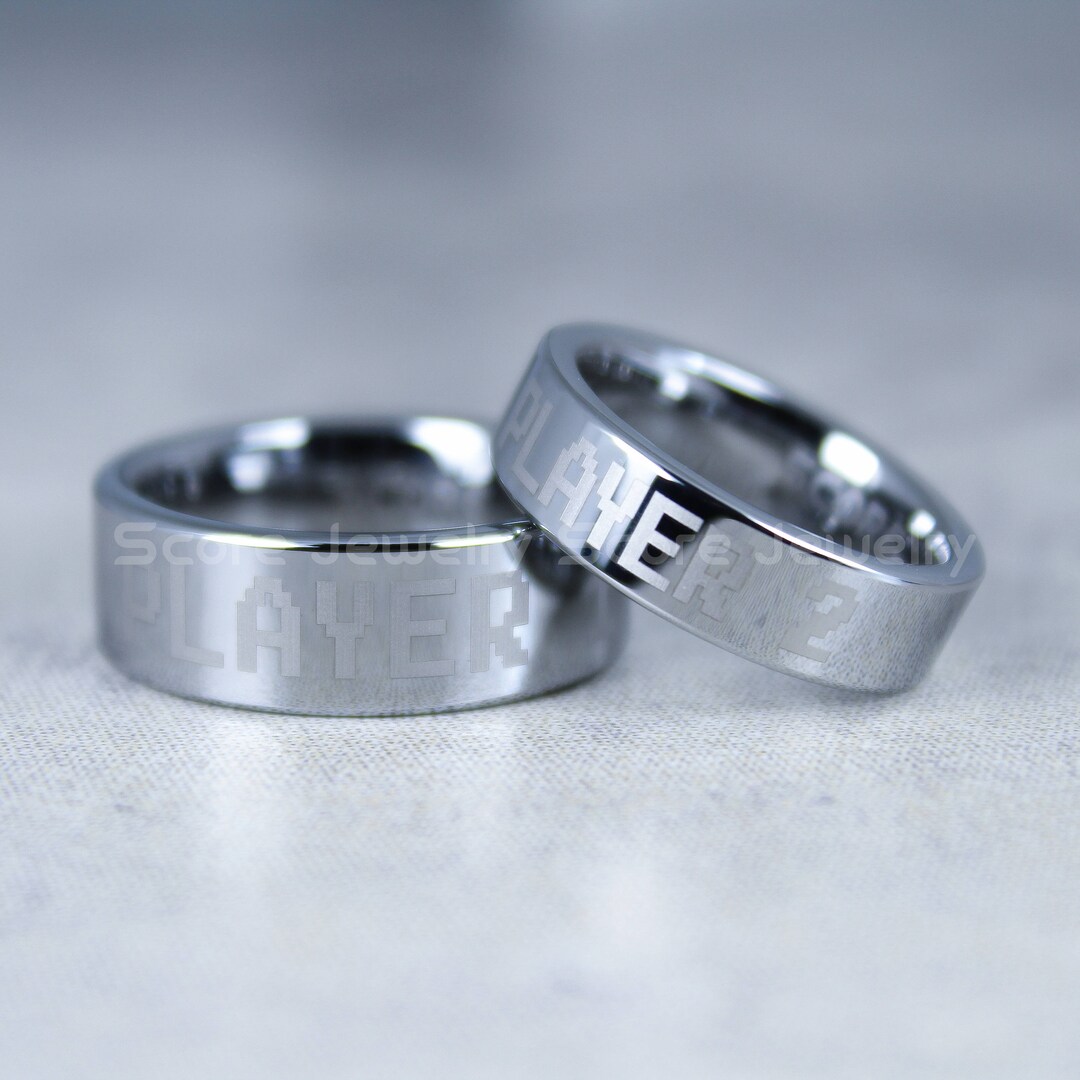 Gamer Ringe, 2 Stück Paar Silber Wolfram Bands mit Flacher Kante ...