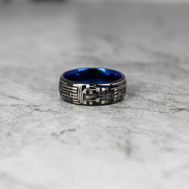 Circuit Board Ring Gamer Ring Teacher Ring 8mm Black - Etsy