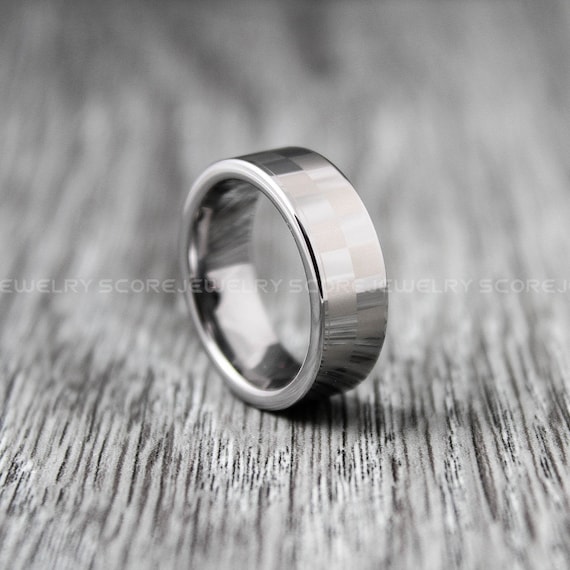 Checkered Flag Ring Racing Ring 8mm Silver Tungsten Wedding - Etsy