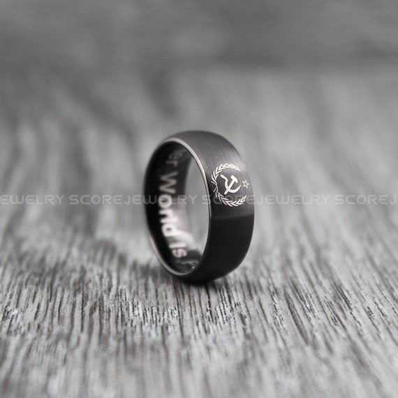 USSR Ring Communist Ring CCCP Ring 8mm Black Tungsten Band | Etsy