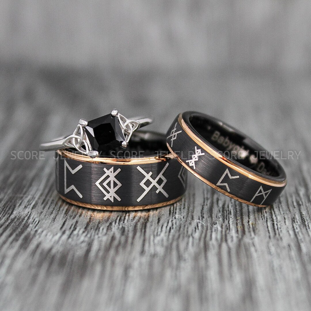 Viking Rings, Runes Rings, Nordic Rings, Couple Rings Couple Wedding ...