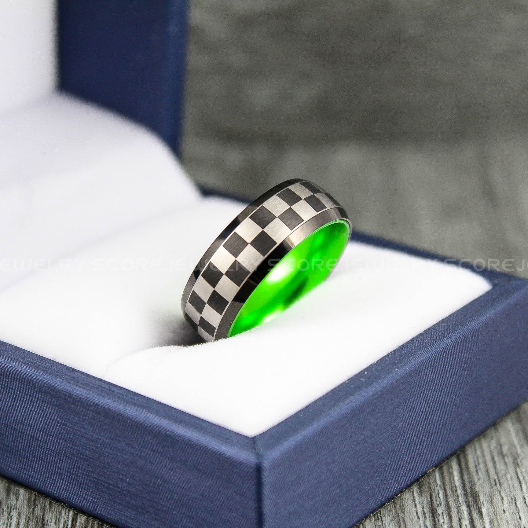 Racing Flag Ring Checkered Flag Ring Black Tungsten Band - Etsy