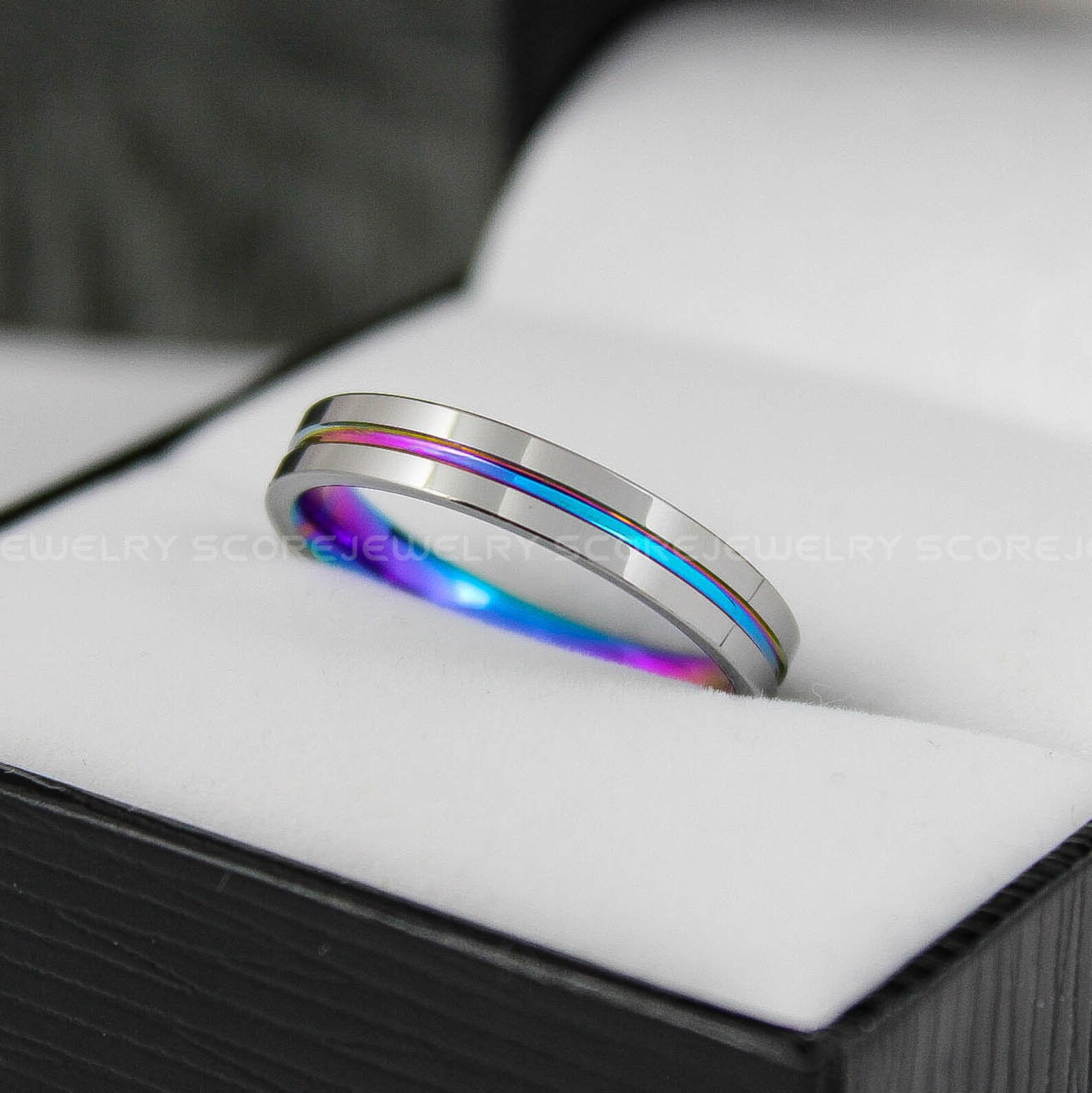 Rainbow Rings Rainbow Wedding Rings 2 Piece Couple Set - Etsy