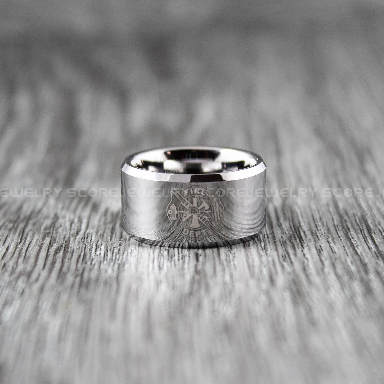 Fire Department Ring, Fireman Ring, 12mm Silver Tungsten Band ...