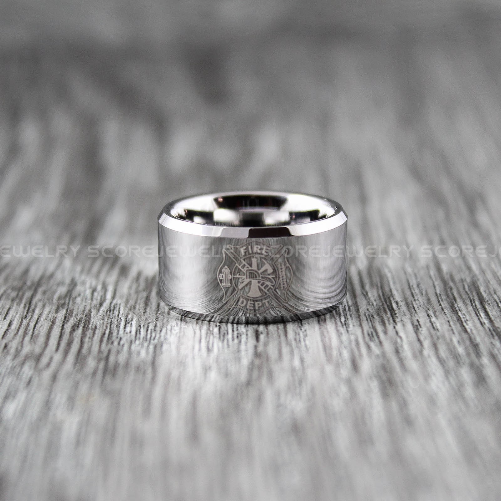 Fire Department Ring Fireman Ring 12mm Silver Tungsten Band - Etsy