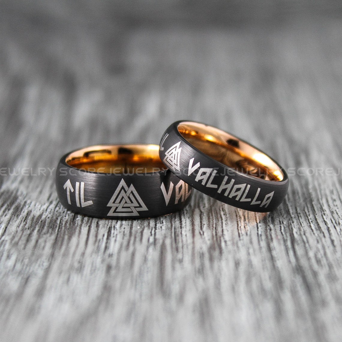 Til Valhalla Ring, Til Valhalla Jewelry, Viking Ring, Black Tungsten ...