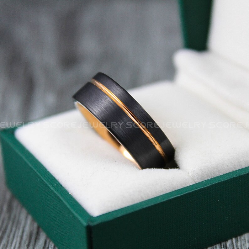 Black Wedding Ring Black Wedding Bands 2 Piece Couple Set - Etsy