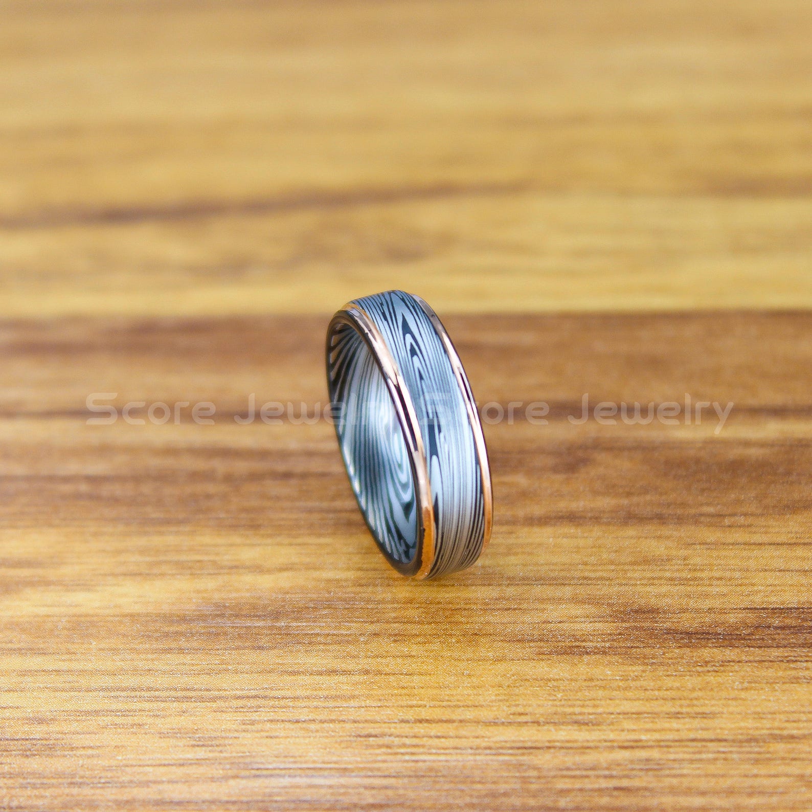 Damascus Steel Rings 2 Piece Couple Set 10mm & 6mm Black - Etsy