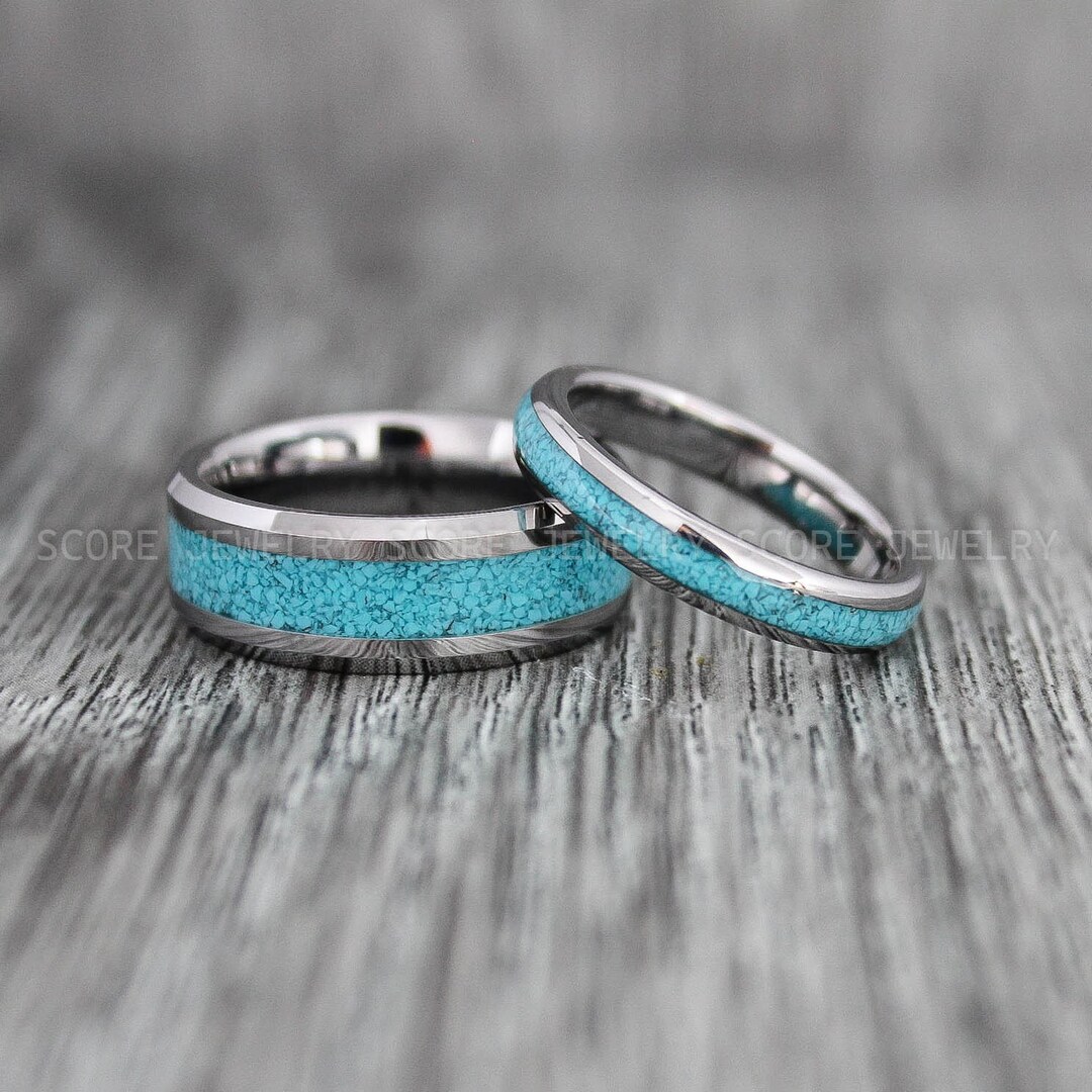Couple Rings, Couple Wedding Bands, Turquoise Rings, Turquoise Wedding ...