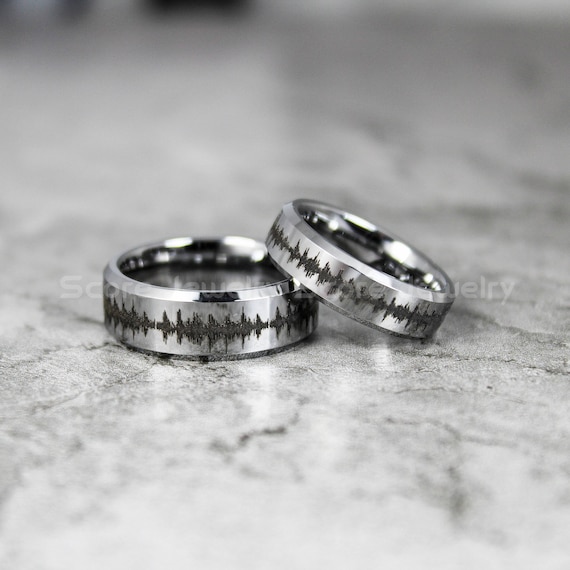 Sound Wave Rings Soundwave Rings 2 Piece Couple Set Silver | Etsy