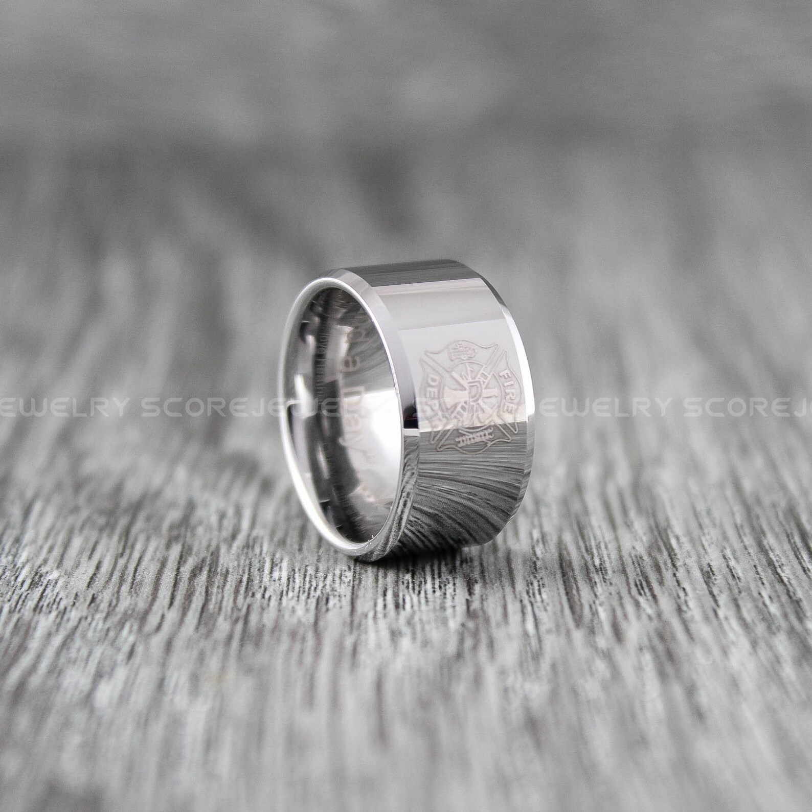 Fire Department Ring, Fireman Ring, 12mm Silver Tungsten Band ...