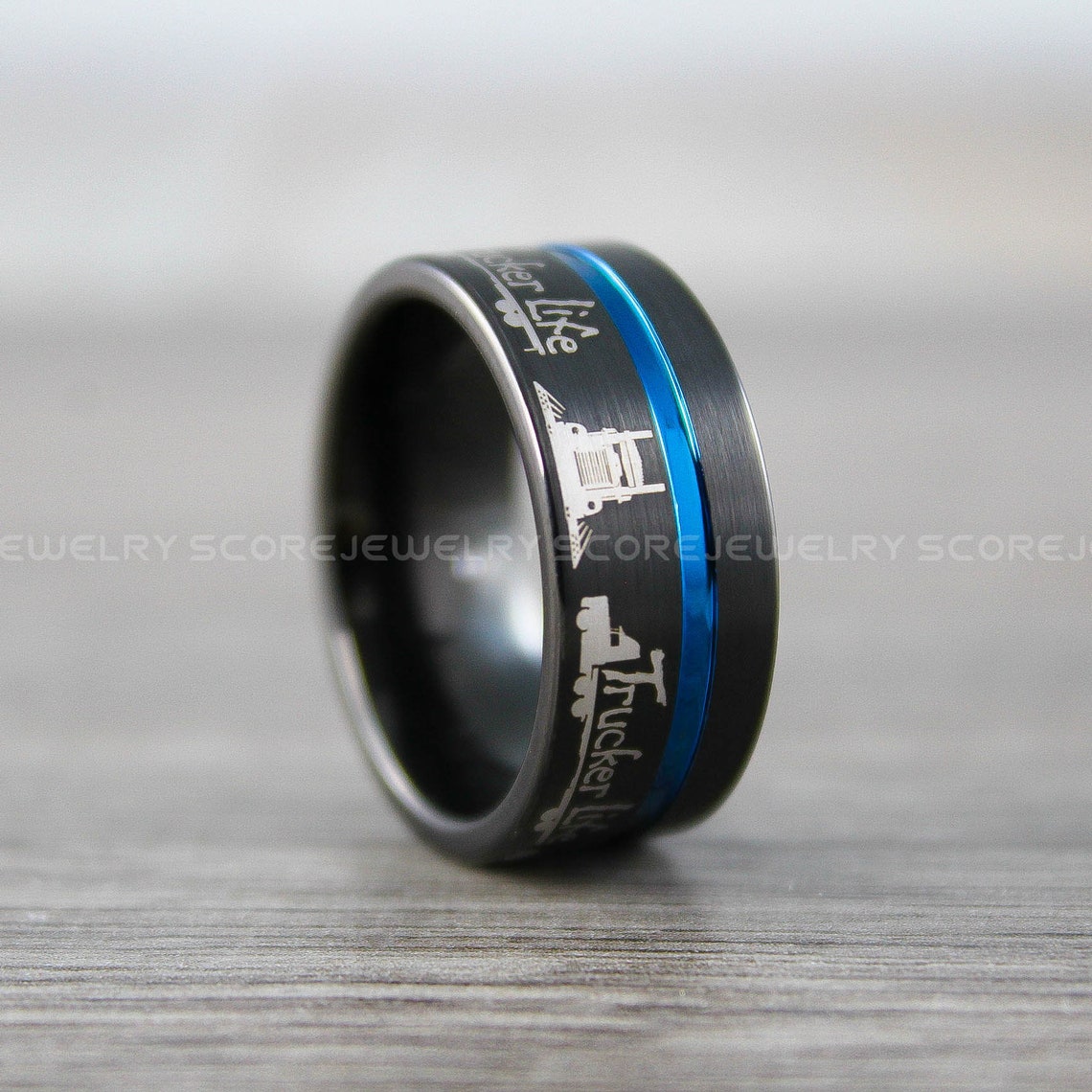 Truck Ring, Trucker Ring, Truck Driver Ring, 10mm Black Tungsten Band ...