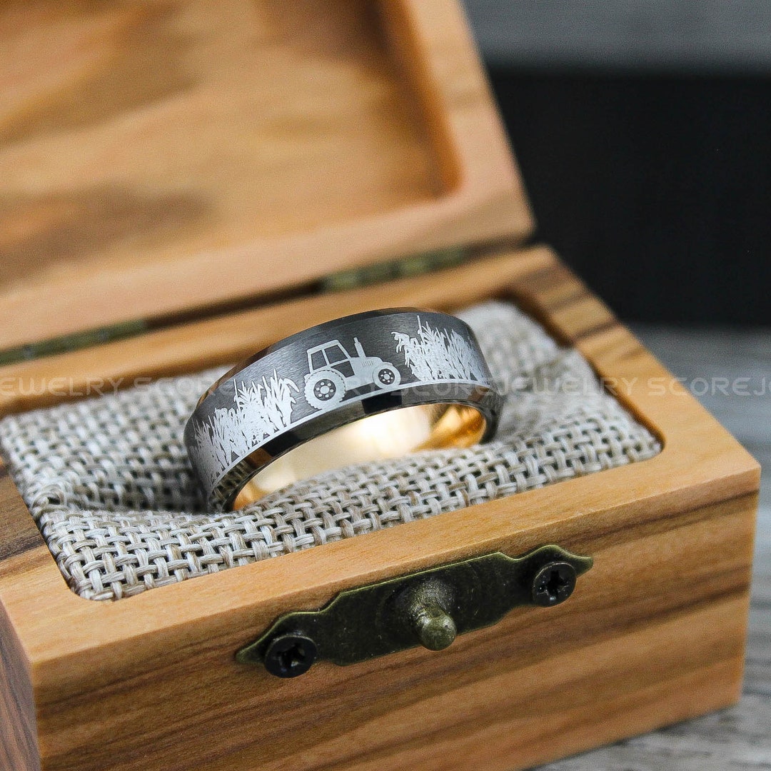 Tractor Ring, Farmer Ring, Rancher Ring, Gunmetal Tungsten Band ...