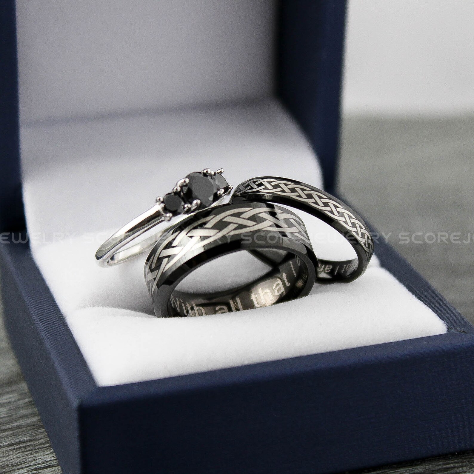 Celtic Knot Rings Couple Rings Set 3 Piece Couple Set 8mm & | Etsy