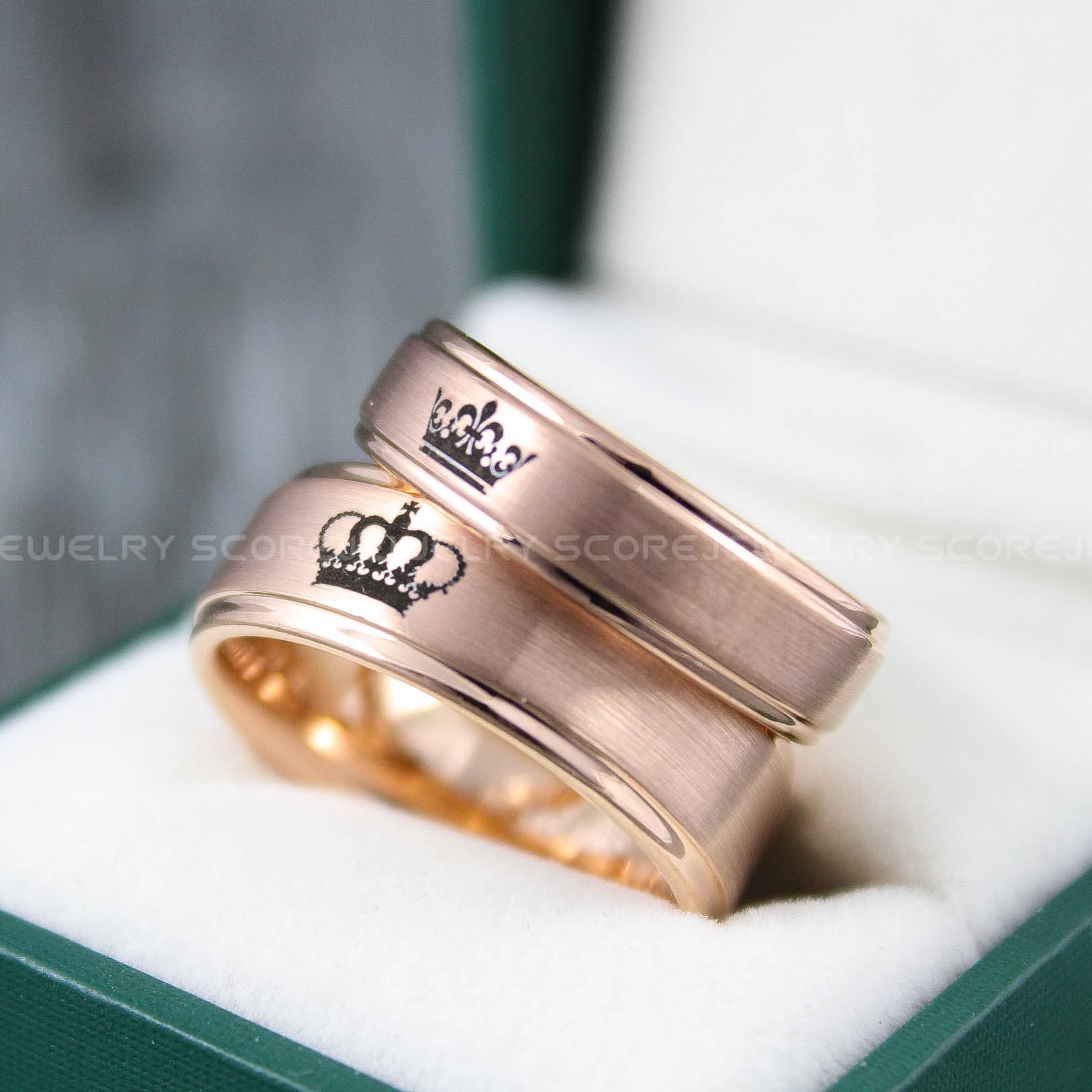 King and Queen Crown Rings, King and Queen Rings, 2 Piece Couple Set ...
