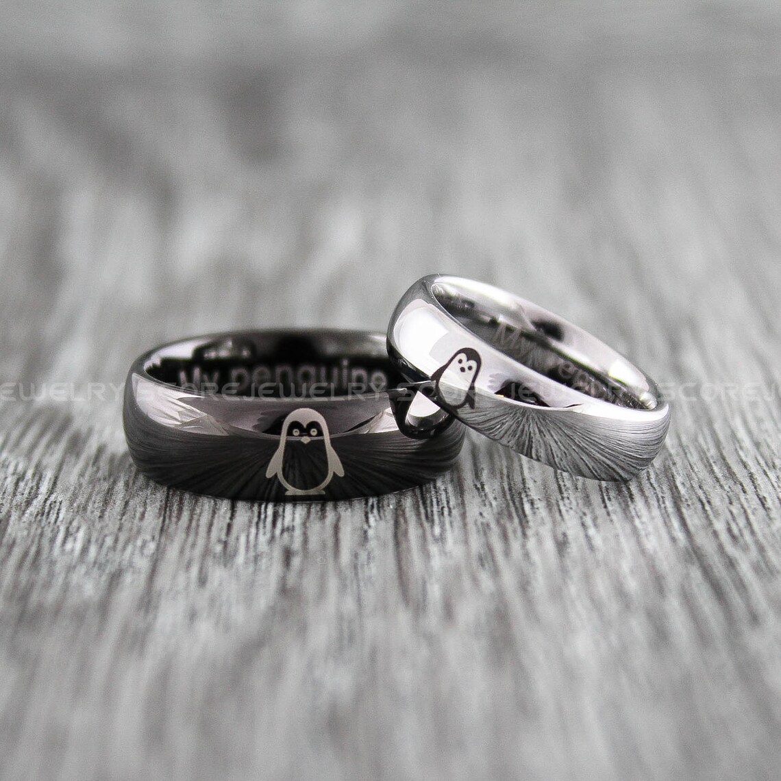 Penguins Ring Penguin Jewelry 2 Piece Couple Set Tungsten | Etsy