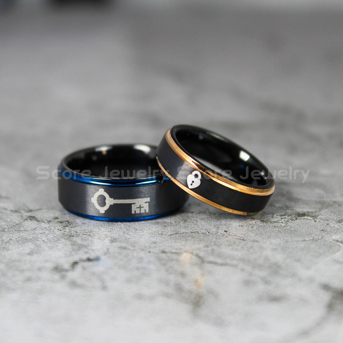 Lock and Key Rings Lock and Key Wedding Rings 2 Piece Couple | Etsy