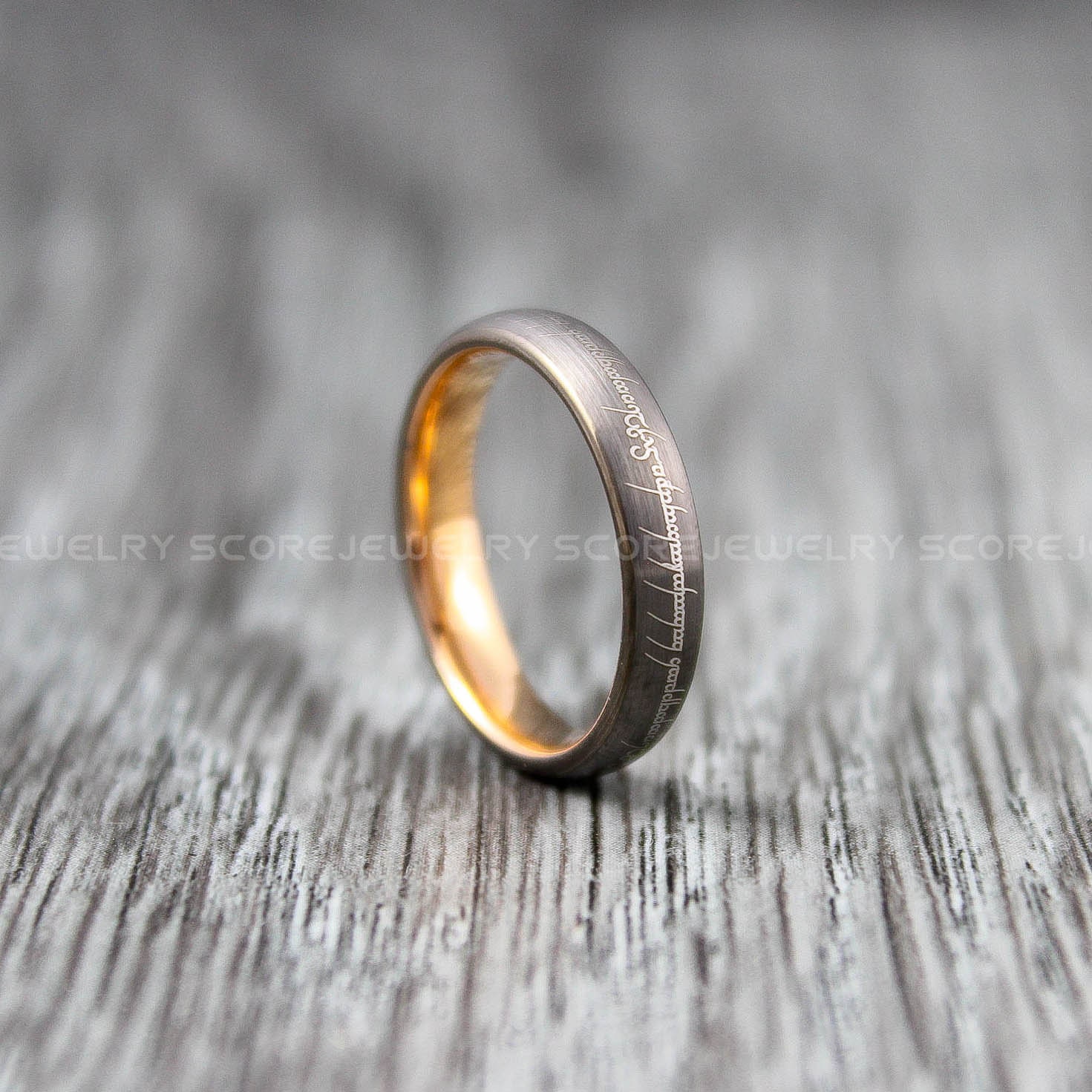 Elvish Ring Elvish Jewelry Couple Set Gunmetal Tungsten Band - Etsy