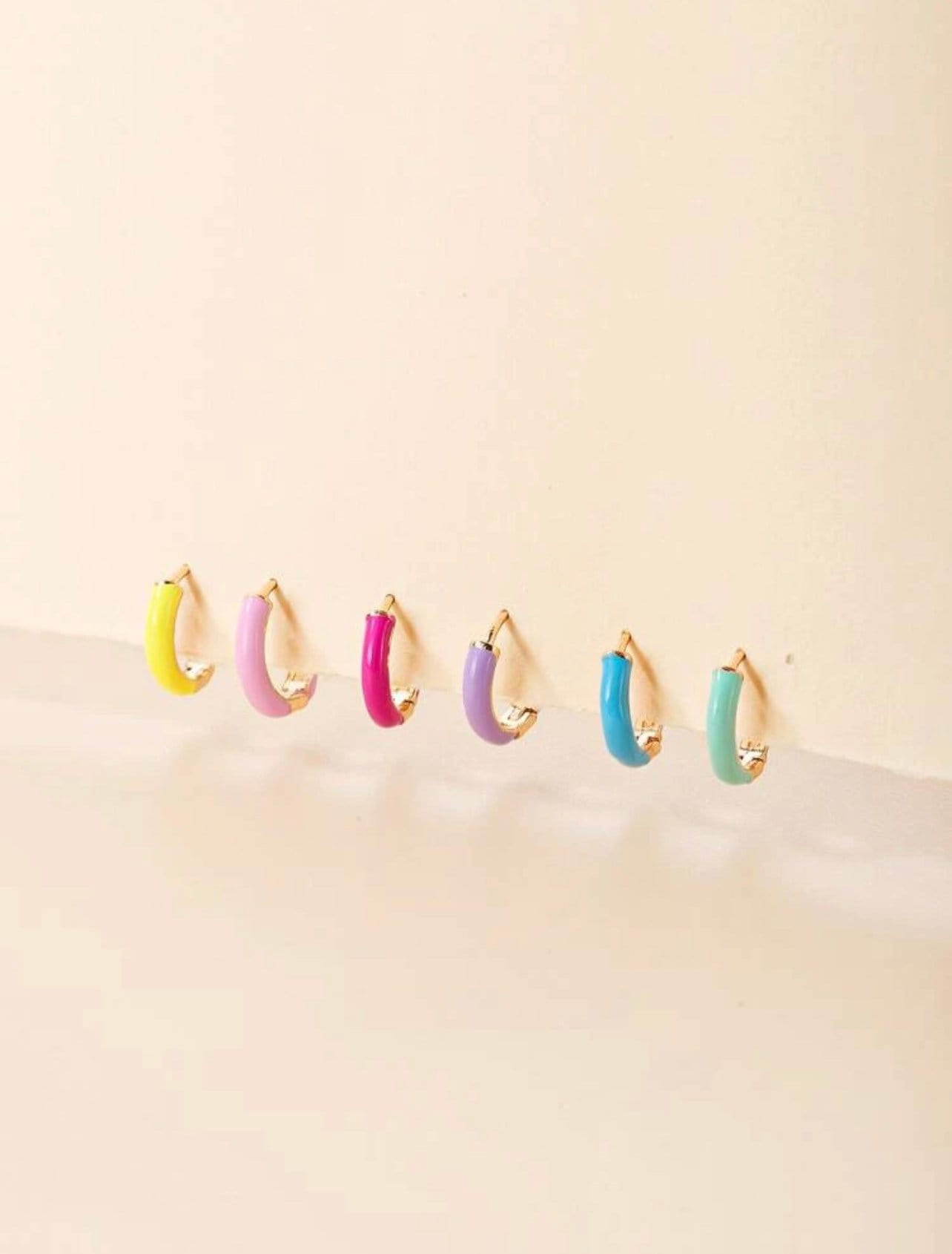 Colorful Enamel Clasp Hoops, Small Hoop Earring - Etsy