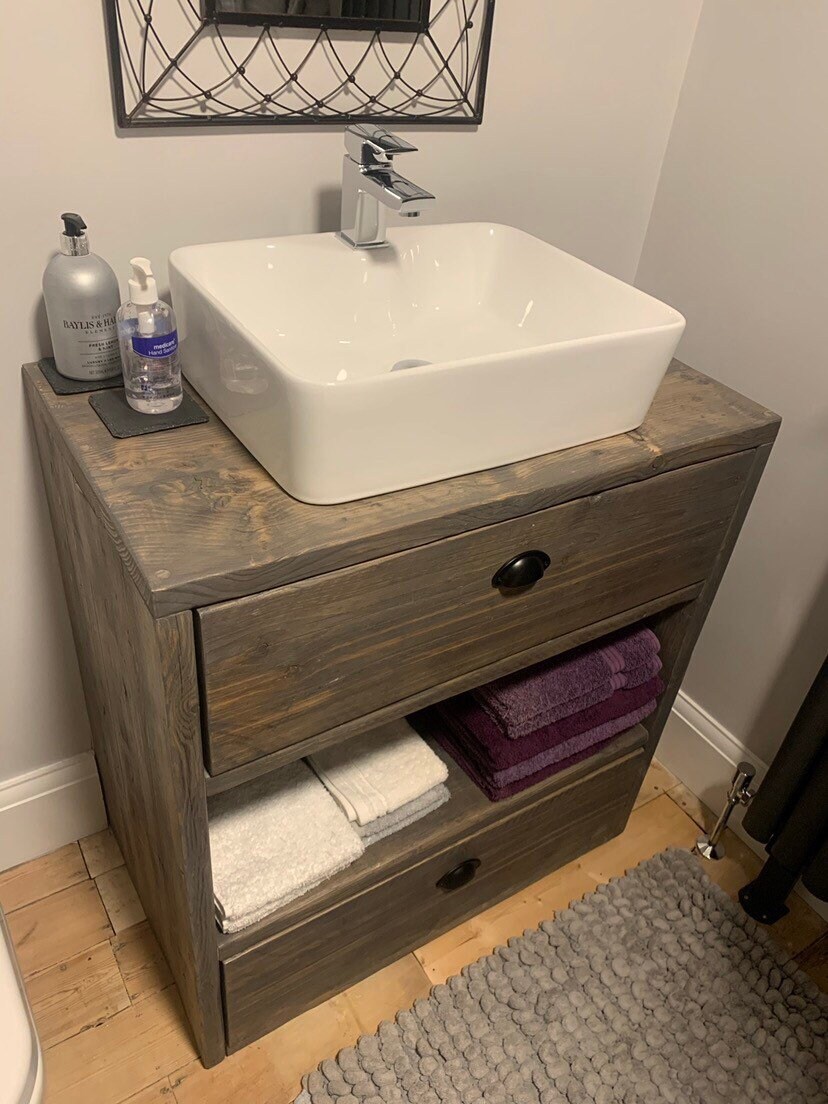 Vanity Unit Bathroom Reclaimed Wood Combined Bespoke Unit | Etsy UK