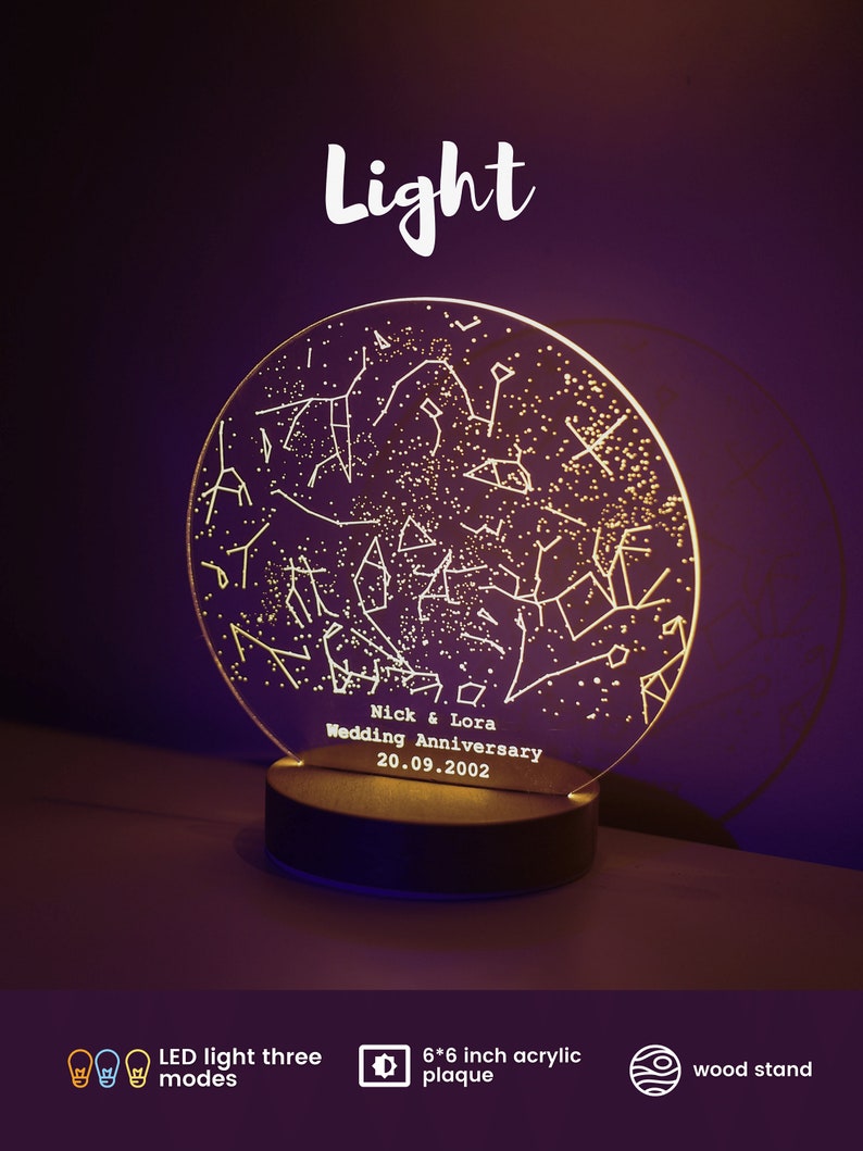 Custom Star Map Night Light: Personalized Constellation Gift - Etsy