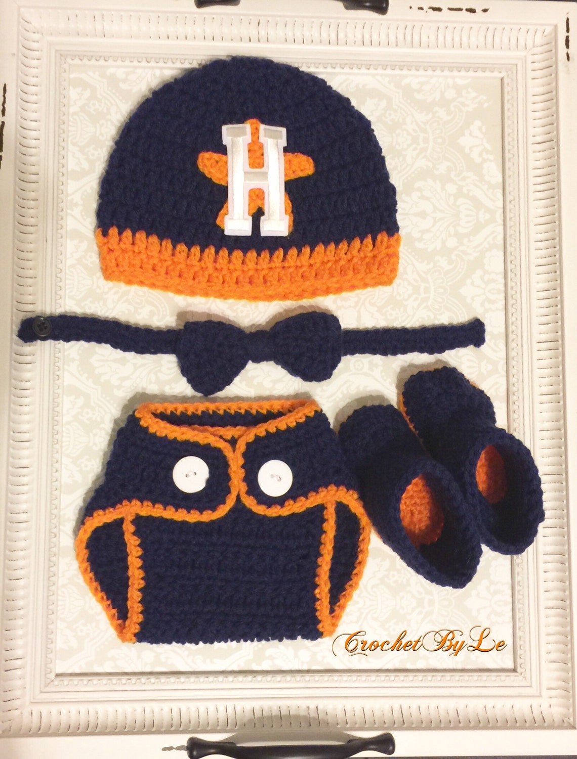 Crochet Astros Baseball Baby Outfit hat Diaper Cover and | Etsy