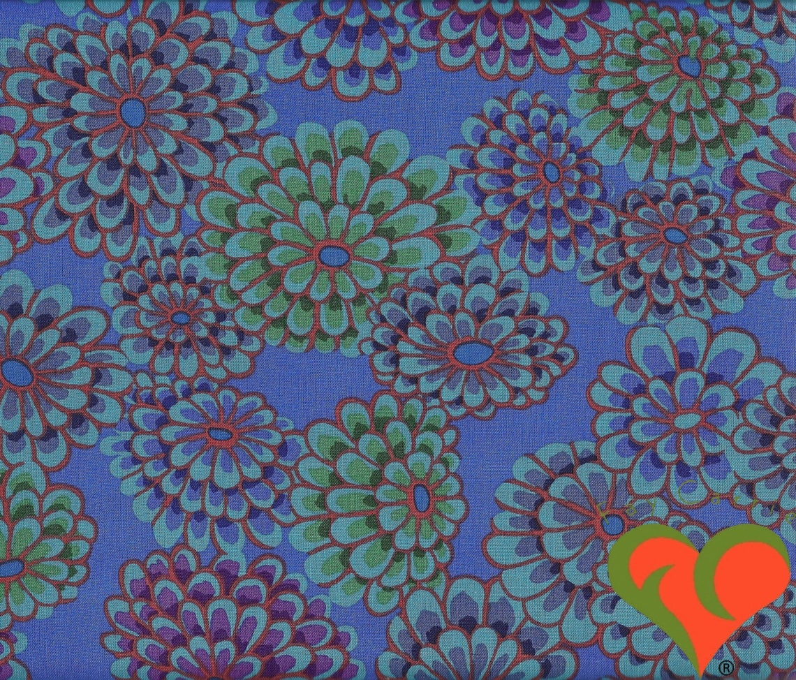 Early Kaffe Fassett Floating Flowers Blue Fabric GP56. Fat - Etsy