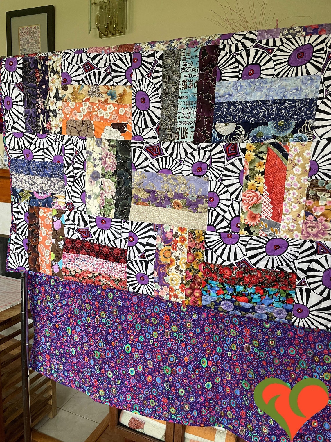 Asian Themed & Kaffe Fassett Quilt-comfort Quilt-throw Quilt-twin Bed ...