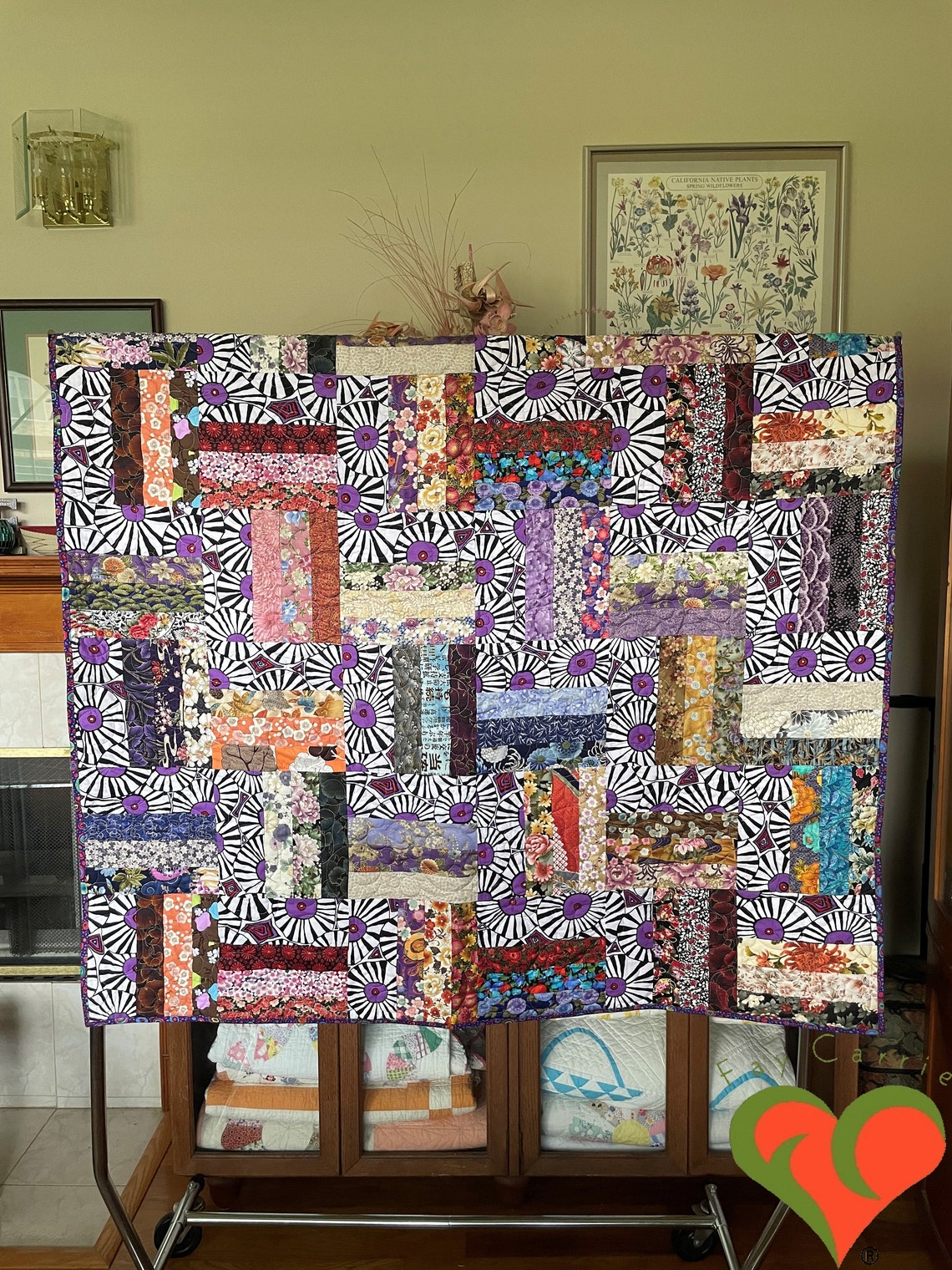 Asian Themed & Kaffe Fassett Quilt-comfort Quilt-throw Quilt-twin Bed ...