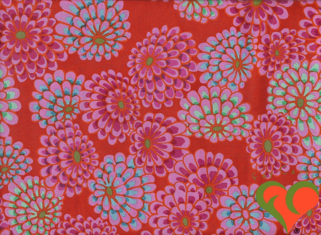 Early Kaffe Fassett Floating Flowers Scarlet Fabric GP56. Fat Quarter ...