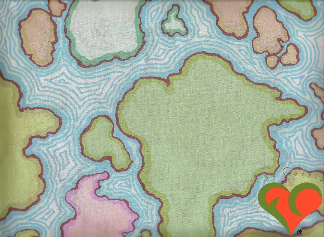 Kaffe Fassett Map Green Fabric GP120 Fat Quarter. Rare. Retired. HTF ...