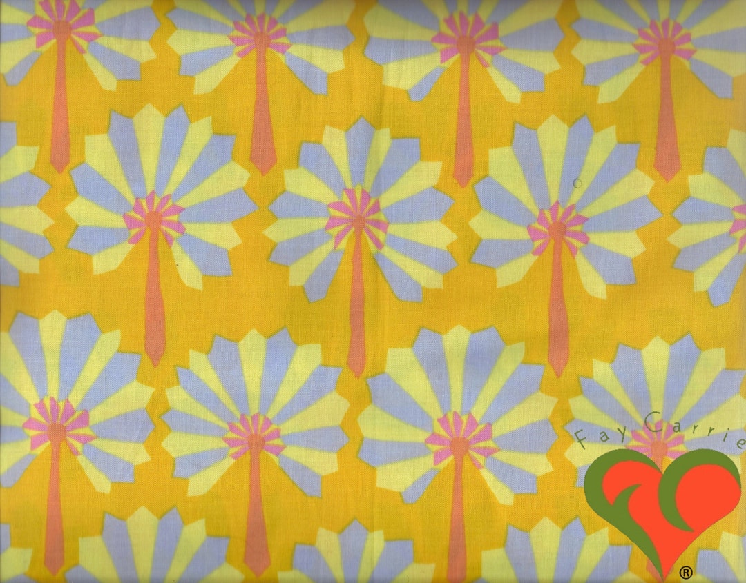 Kaffe Fassett Palm Fan Yellow Fabric GP114. One Third Yard. Retired ...