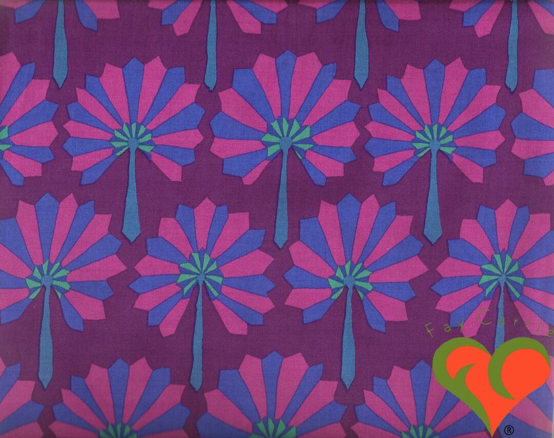 Kaffe Fassett Palm Fan Purple Fabric GP114. One Third Yard. Retired ...
