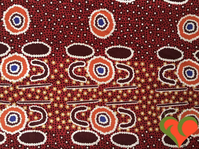 Aboriginal Fabric. Seed Dreaming in Red by Audrey Martin - Etsy