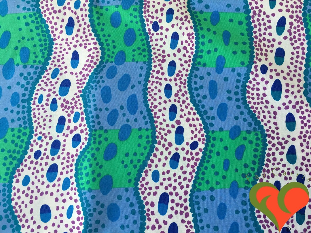 Kaffe Fassett Collective Brandon Mably Victoria Blue Fabric BM46. Fat ...