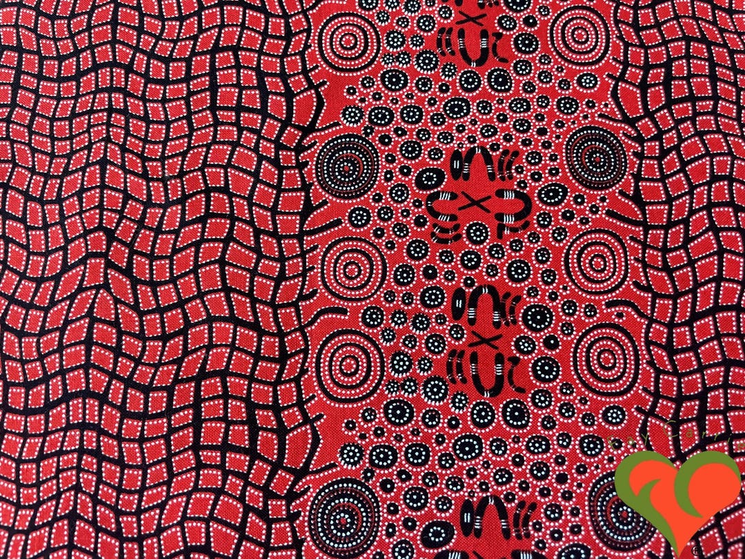 Aboriginal Fabric. Fire Dreaming in Red by Janet Nakamarra Long. Fat ...